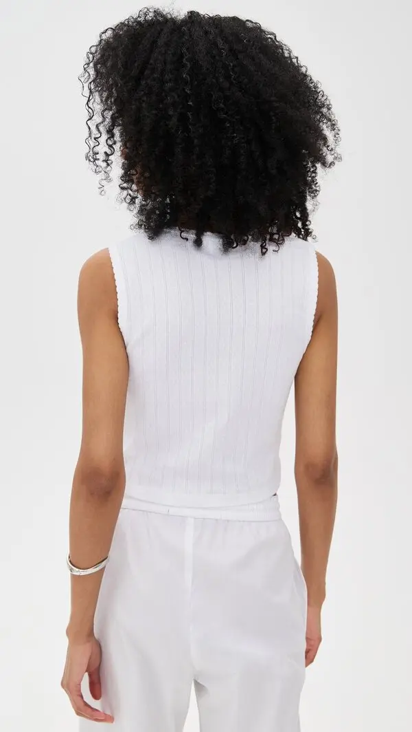 LESET Pointelle Sleeveless Tank - White