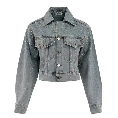 LOLA + THE BOYS Crystal Bow Denim Jacket