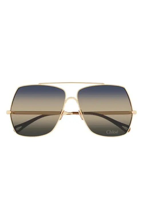 Chloé 62mm Oversized Rectangular Sunglasses - Gold