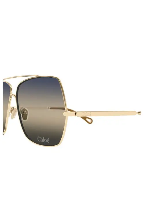 Chloé 62mm Oversized Rectangular Sunglasses - Gold