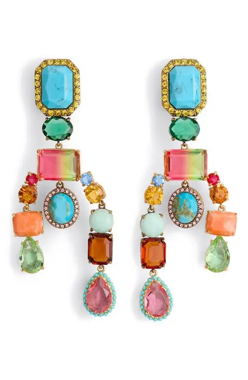 Kurt Geiger Mixed Stone Drop Earrings - Crystal Multi