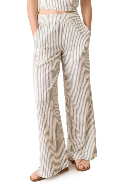 Marine Layer Allison Stripe Wide Leg Pants - Cream/navy