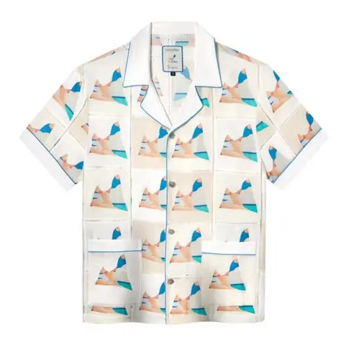 TOMBOLO Seascape Drop-out" Patchwork Shirt - White