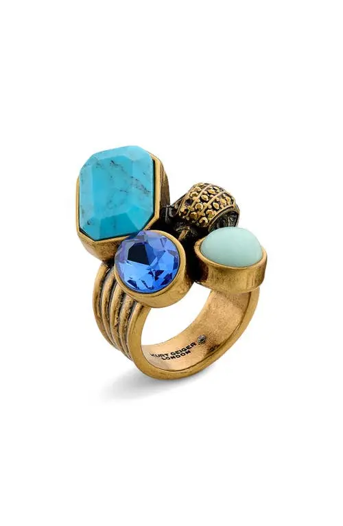 Kurt Geiger Crystal Cocktail Ring - Blue