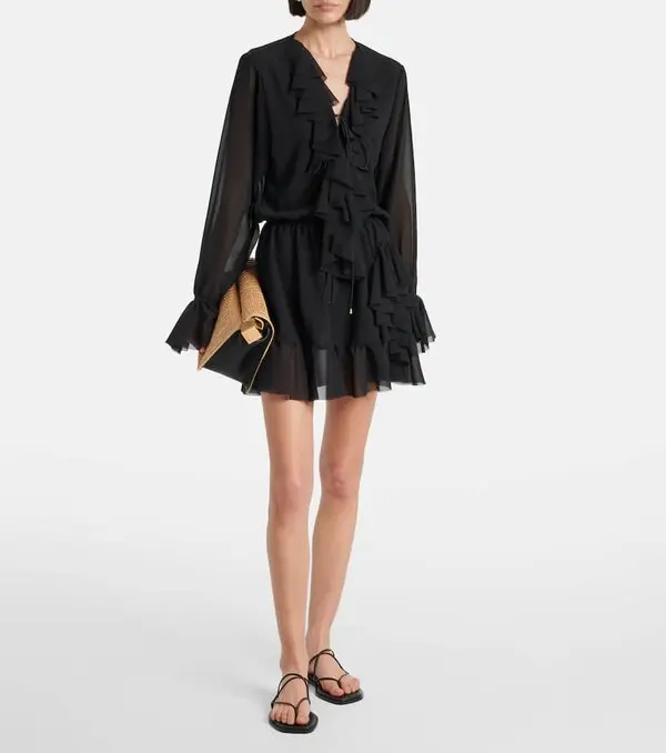 BANANHOT Bellen Ruffled Mini Dress - Black