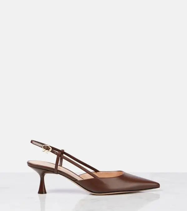 GIANVITO ROSSI Ascent 55 Leather Slingback Pumps - Brown