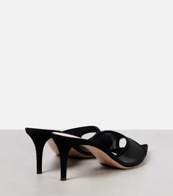 GIANVITO ROSSI Suede-trimmed Organza Mules