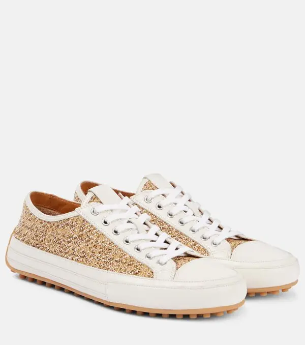 TOD'S Leather-trimmed Tweed Sneakers - Neutrals