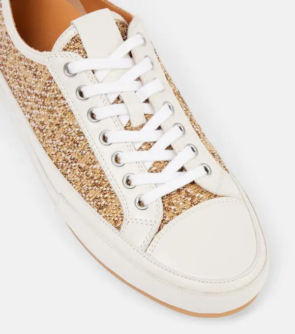 TOD'S Leather-trimmed Tweed Sneakers - Neutrals