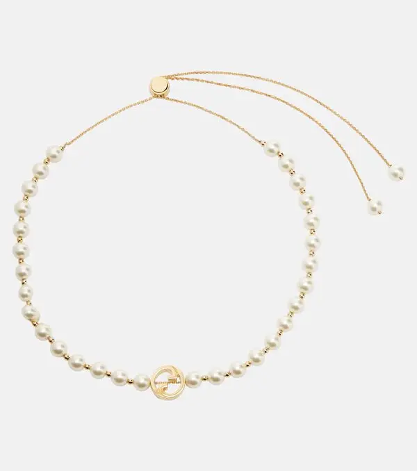 Gucci Interlocking G Pearl Necklace - White
