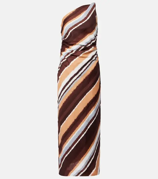 Faithfull The Brand Marga Striped One-shoulder Linen Maxi Dress