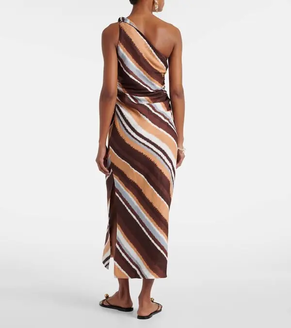 Faithfull The Brand Marga Striped One-shoulder Linen Maxi Dress