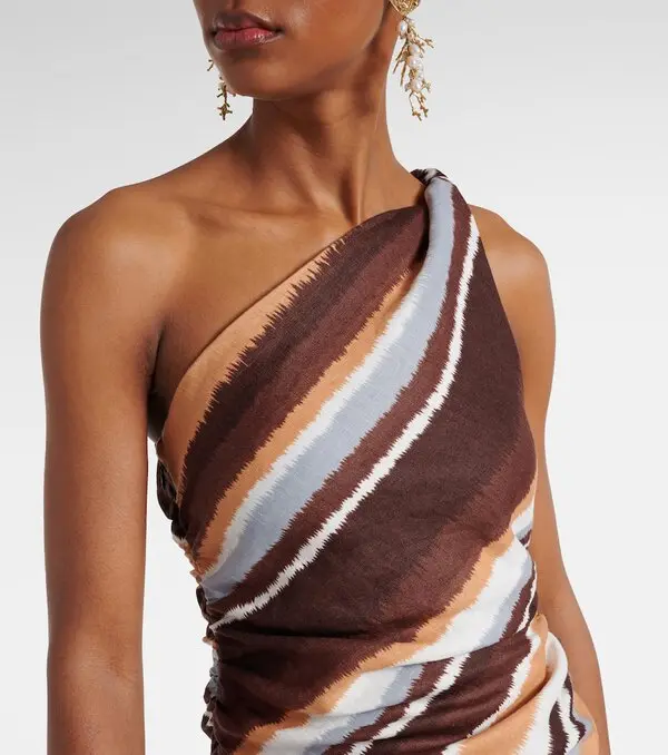 Faithfull The Brand Marga Striped One-shoulder Linen Maxi Dress