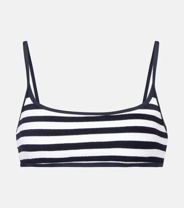 Jade Swim Muse Scoop Striped Terry Bikini Top - Blue