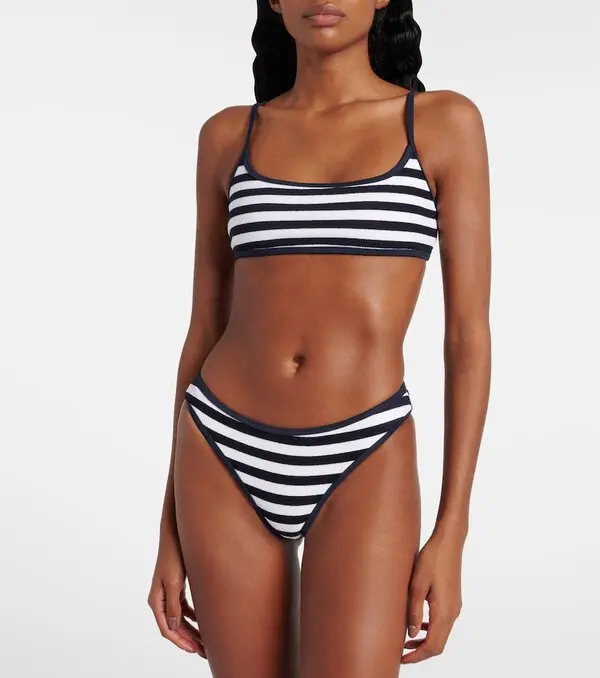 Jade Swim Muse Scoop Striped Terry Bikini Top - Blue