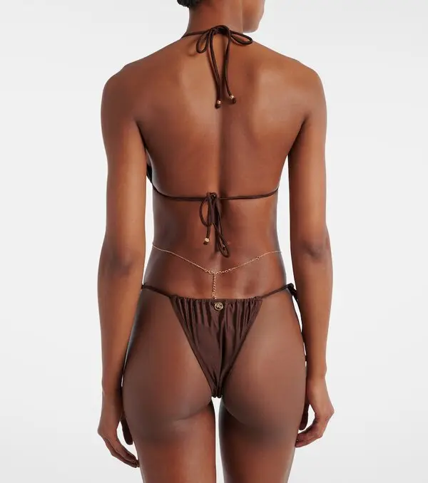 BANANHOT Chain-embellished Bikini Bottom - Brown