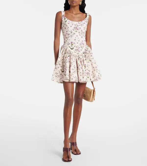 Agua Bendita Floral Cotton Mini Dress - Multicoloured
