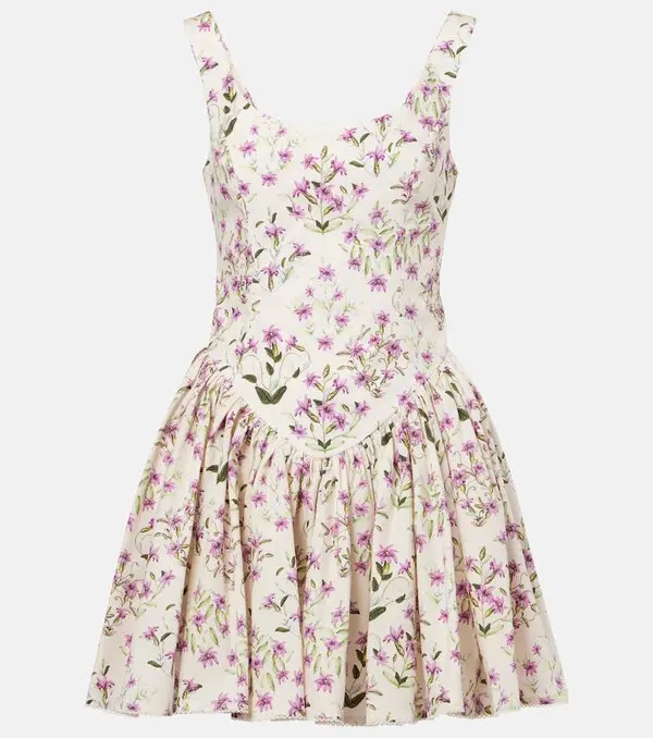 Agua Bendita Pluma Floral Cotton Minidress - Multicoloured