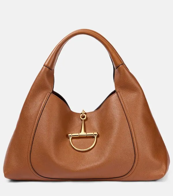 Gucci Softbit Large Leather Shoulder Bag - Brown