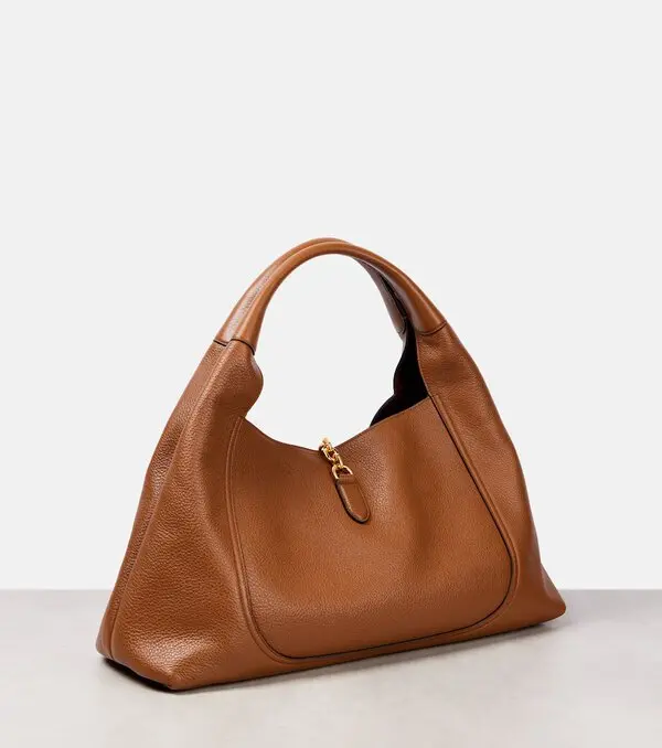 Gucci Softbit Large Leather Shoulder Bag - Brown