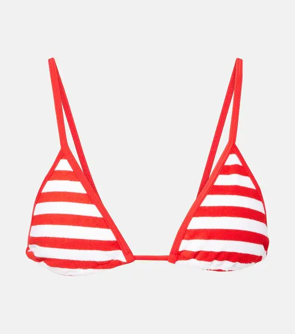 Jade Swim Via Striped Terry Bikini Top - Red