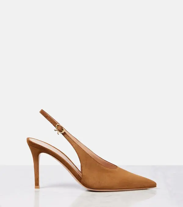 GIANVITO ROSSI Robbie Suede Slingback Pumps - Brown