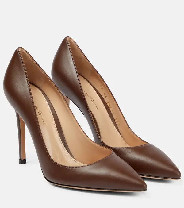 GIANVITO ROSSI 105 Leather Pumps - Brown