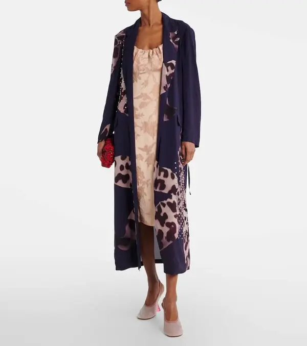 Dries Van Noten Printed Embellished Wrap Dress