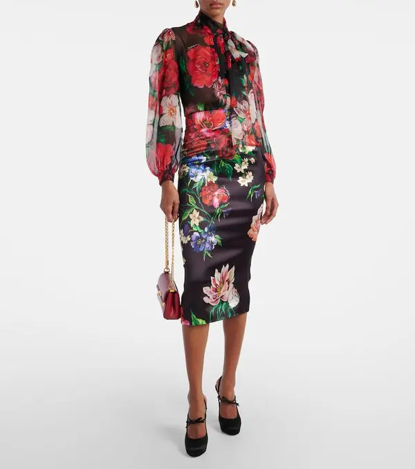 Dolce & Gabbana Floral Printed Midi Skirt