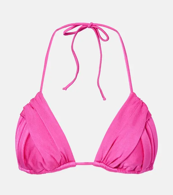 BANANHOT Jasmin Ruched Triangle Bikini Top - Pink