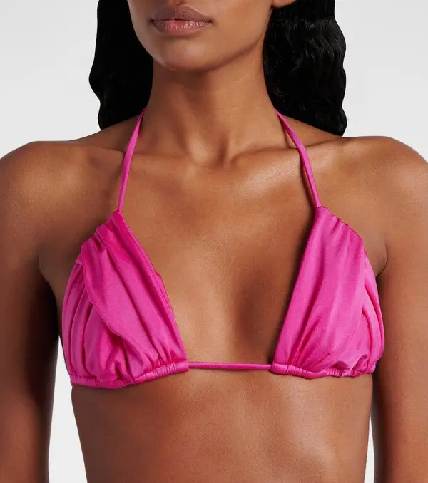 BANANHOT Jasmin Ruched Triangle Bikini Top - Pink