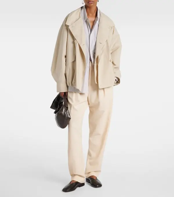LEMAIRE Wool-blend Gabardine Tapered Trousers - Beige