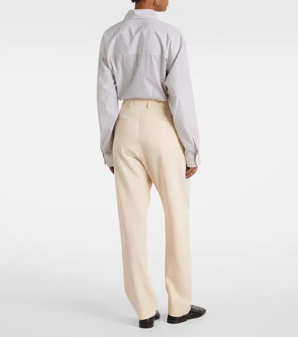 LEMAIRE Wool-blend Gabardine Tapered Trousers - Beige