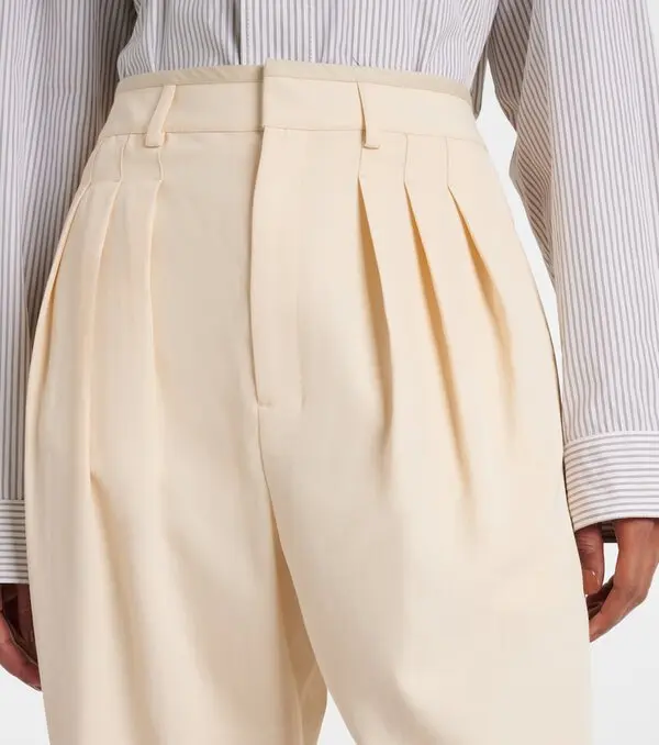 LEMAIRE Wool-blend Gabardine Tapered Trousers - Beige