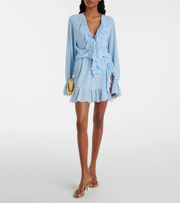 BANANHOT Bellen Ruffled Mini Dress - Blue