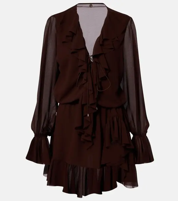 BANANHOT Bellen Ruffled Mini Dress - Brown