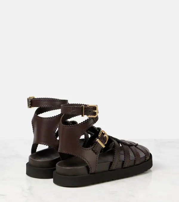 Zimmermann Goldie Leather Gladiator Sandals