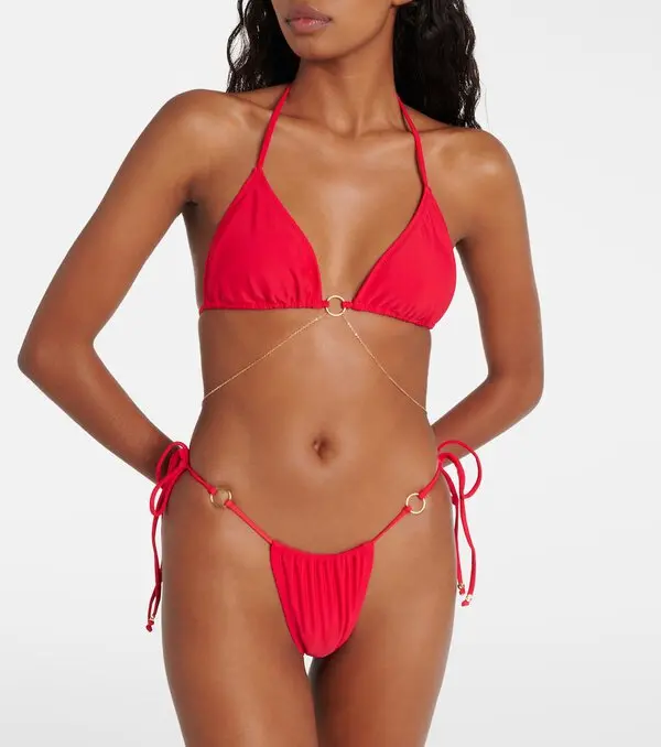 BANANHOT Chain Triangle Bikini Top - Red