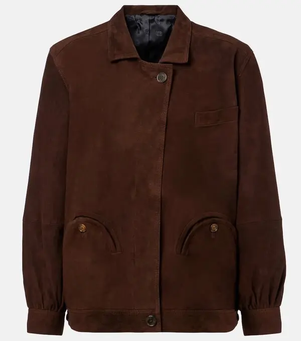 BLAZÉ MILANO Cleo Suede Bomber Jacket - Brown