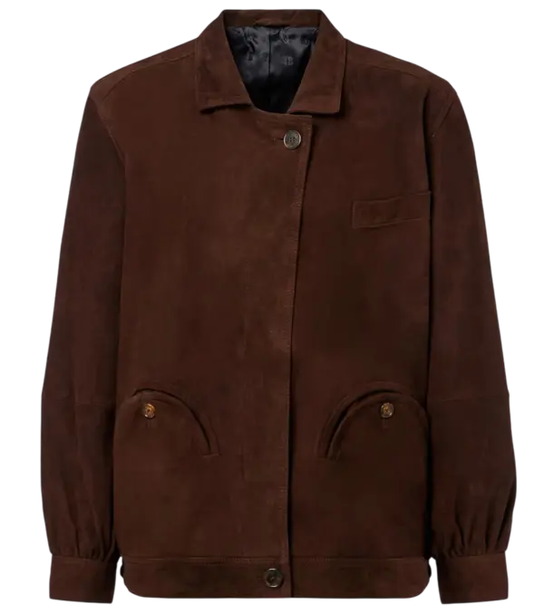BLAZÉ MILANO Cleo Suede Bomber Jacket - Brown
