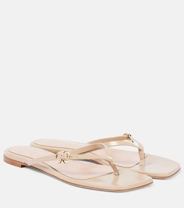 GIANVITO ROSSI Ribbon Thong Sandals - Beige