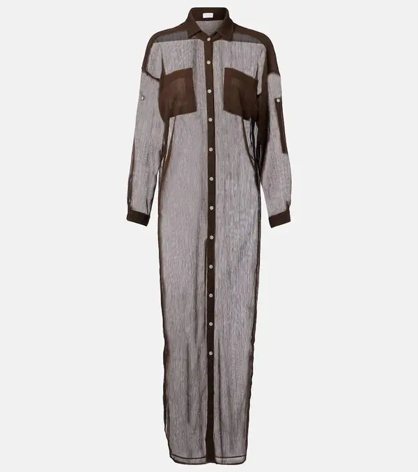 Jade Swim Mika Sheer Shirt Dress - Brown