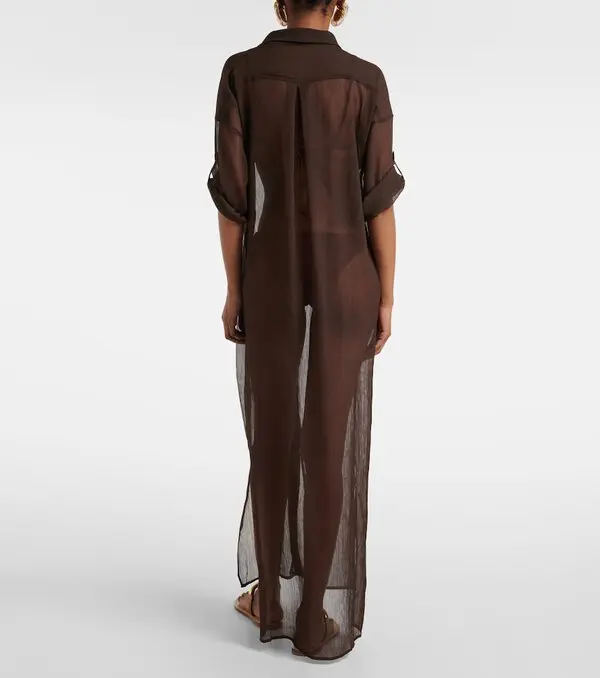 Jade Swim Mika Sheer Shirt Dress - Brown