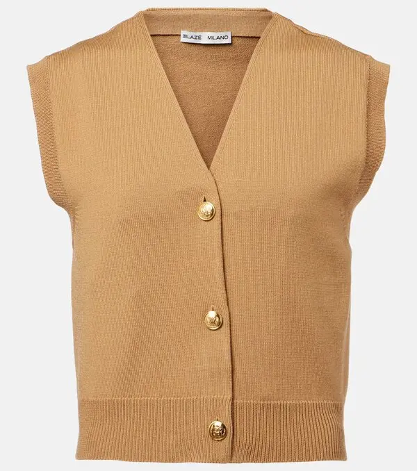 BLAZÉ MILANO Sebright Wool-blend Sweater Vest - Beige
