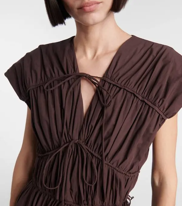 tove ceres gathered cotton midi dress Ceres gathered cotton midi dress in black - Tove