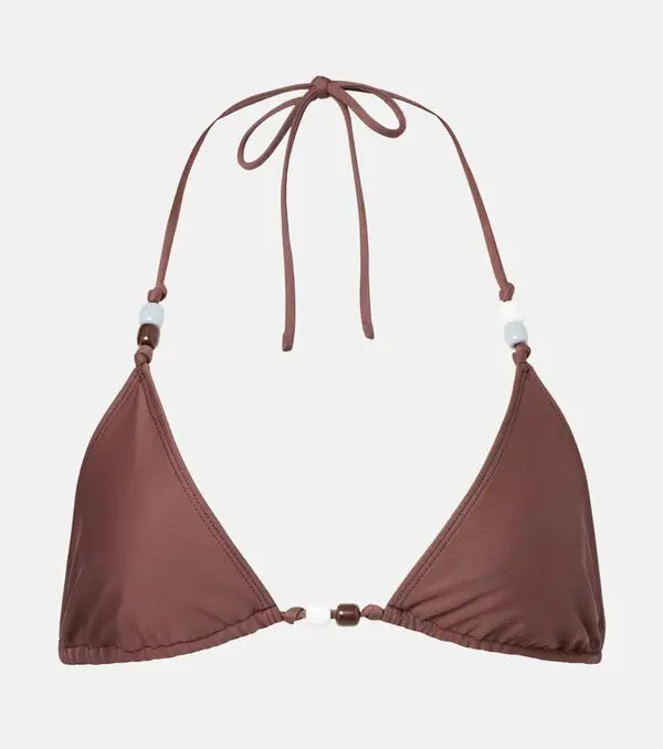Faithfull The Brand Uma Beaded Bikini Top - Brown