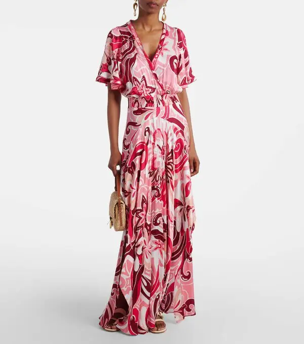 Poupette St Barth Mabelle Satin Maxi Dress - Red