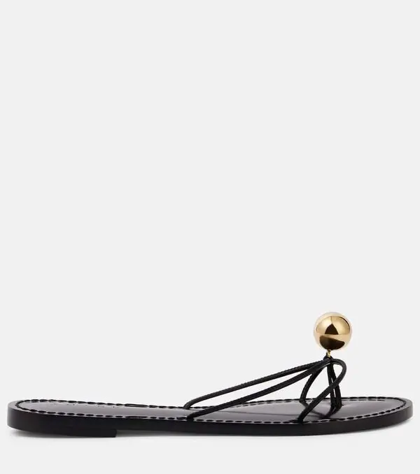 AMANU Malawi Embellished Leather Thong Sandals