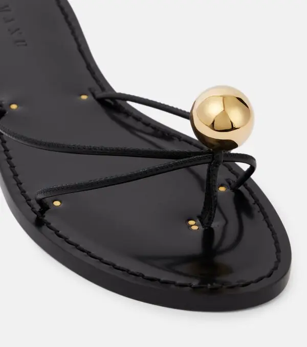 AMANU Malawi Embellished Leather Thong Sandals