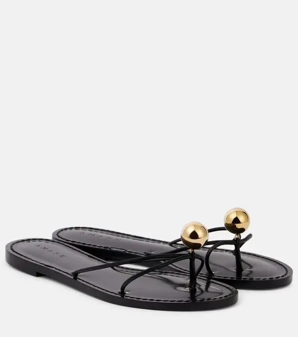 AMANU Malawi Embellished Leather Thong Sandals